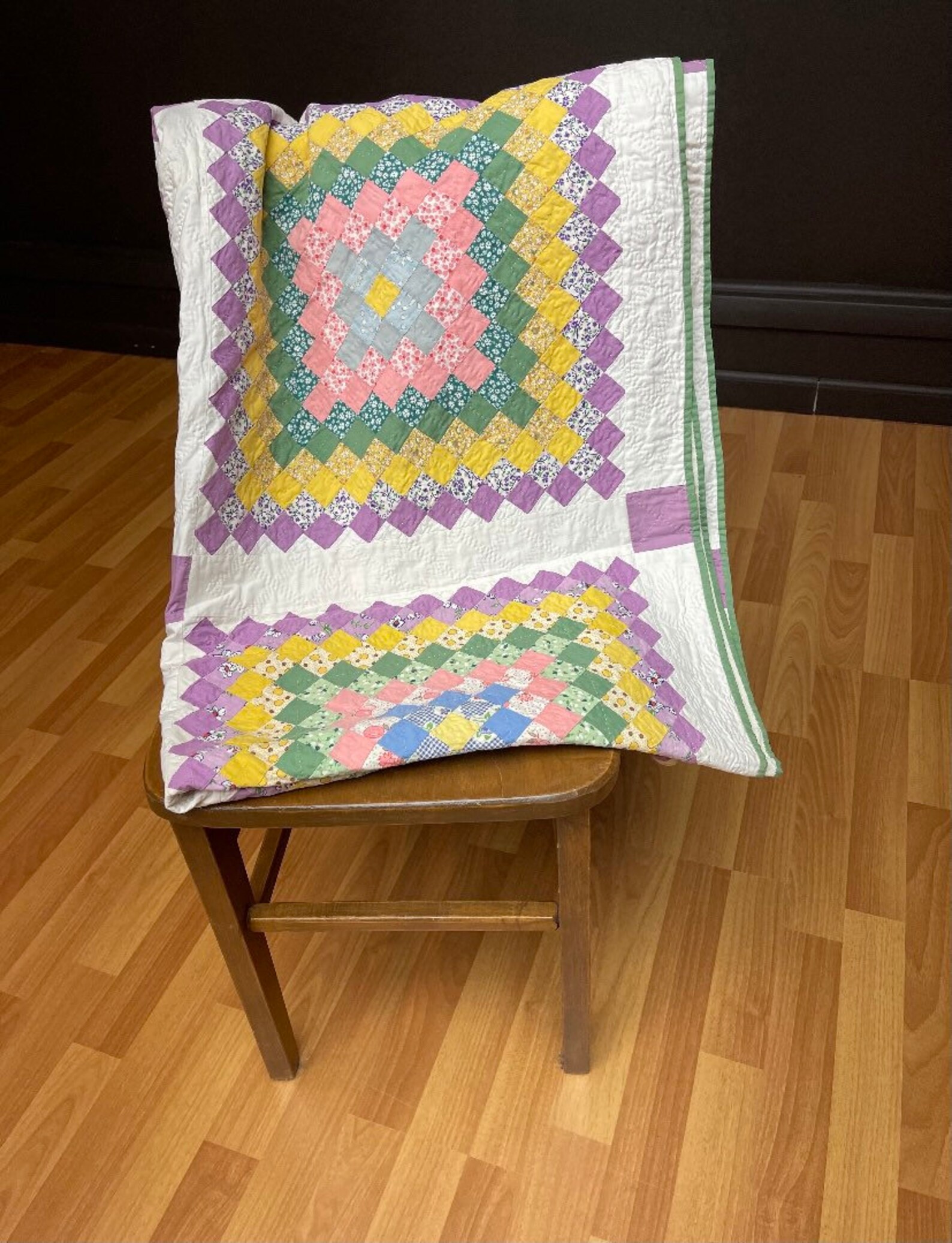 Vintage 1930s Hand Made Philadelphia Pavement Pattern Lavender Quilt 74 ...