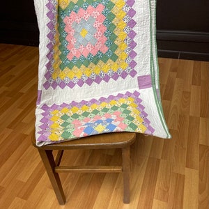 Vintage 1930s Hand Made Philadelphia Pavement Pattern Lavender Quilt 74 ...
