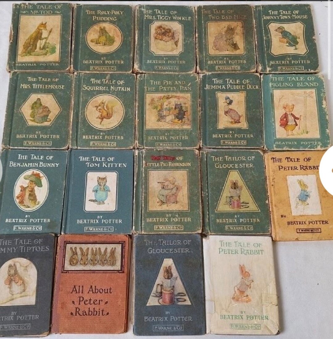 Vintage Antique Beatrix Potter Childrens Books Peter Rabbit Set of 19 ...