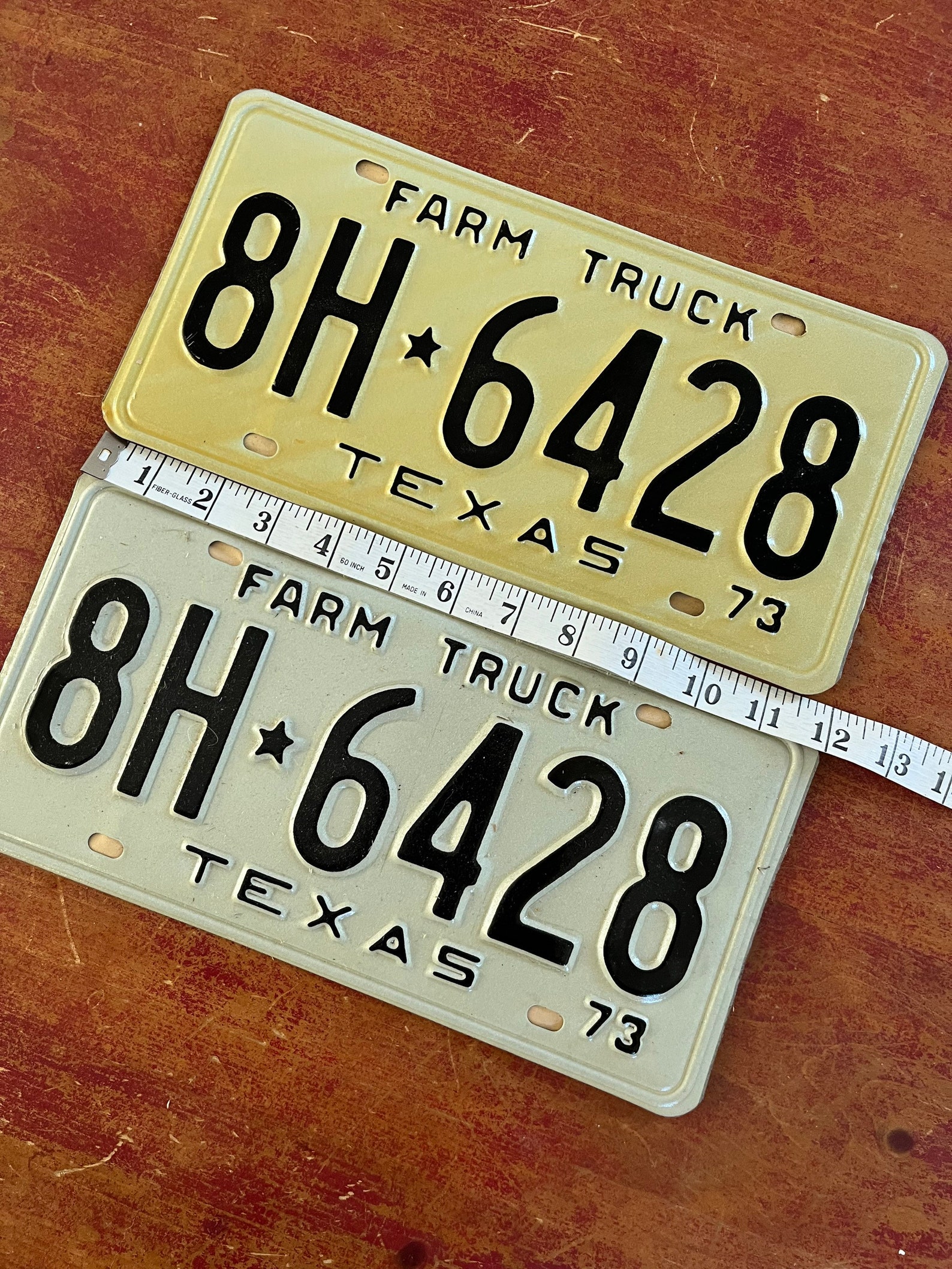 Vintage Pair 1973 Texas License Plates Farm Truck 8H 6428 New Old Stock ...