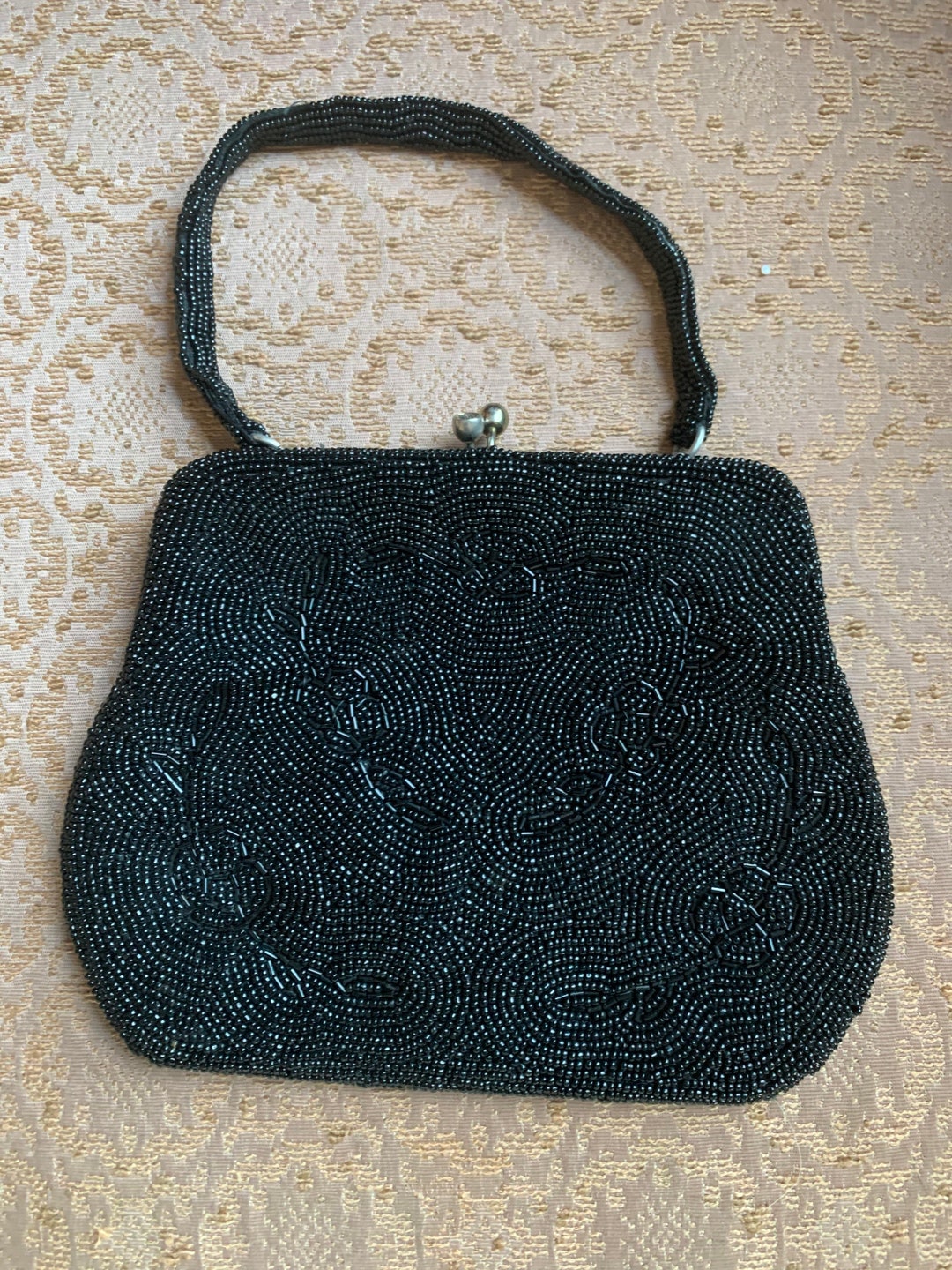 Vintage 60s Richere Bag by Walborg Black Hand Made Beaded Evening Purse ...