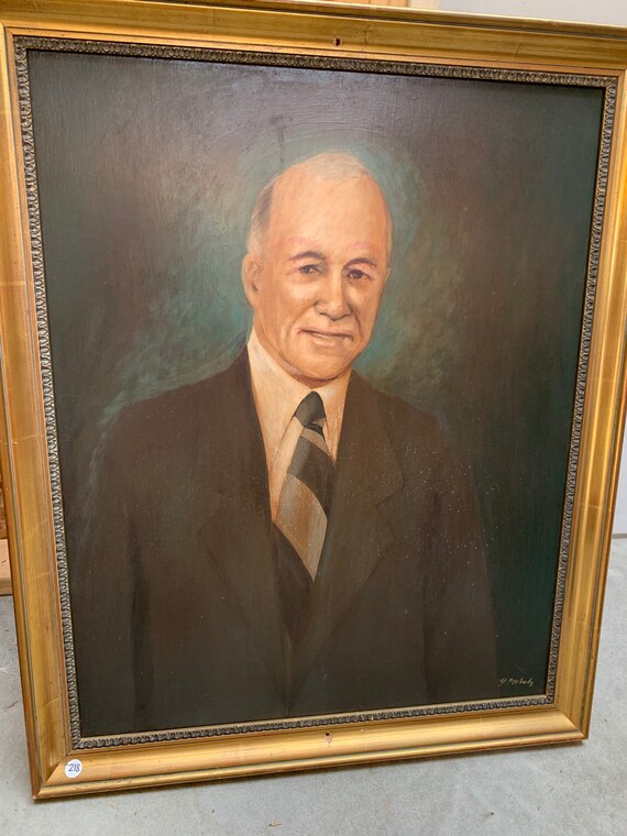 Frederick L Hovde Oil on Board Portrait Painting Purdue | Etsy