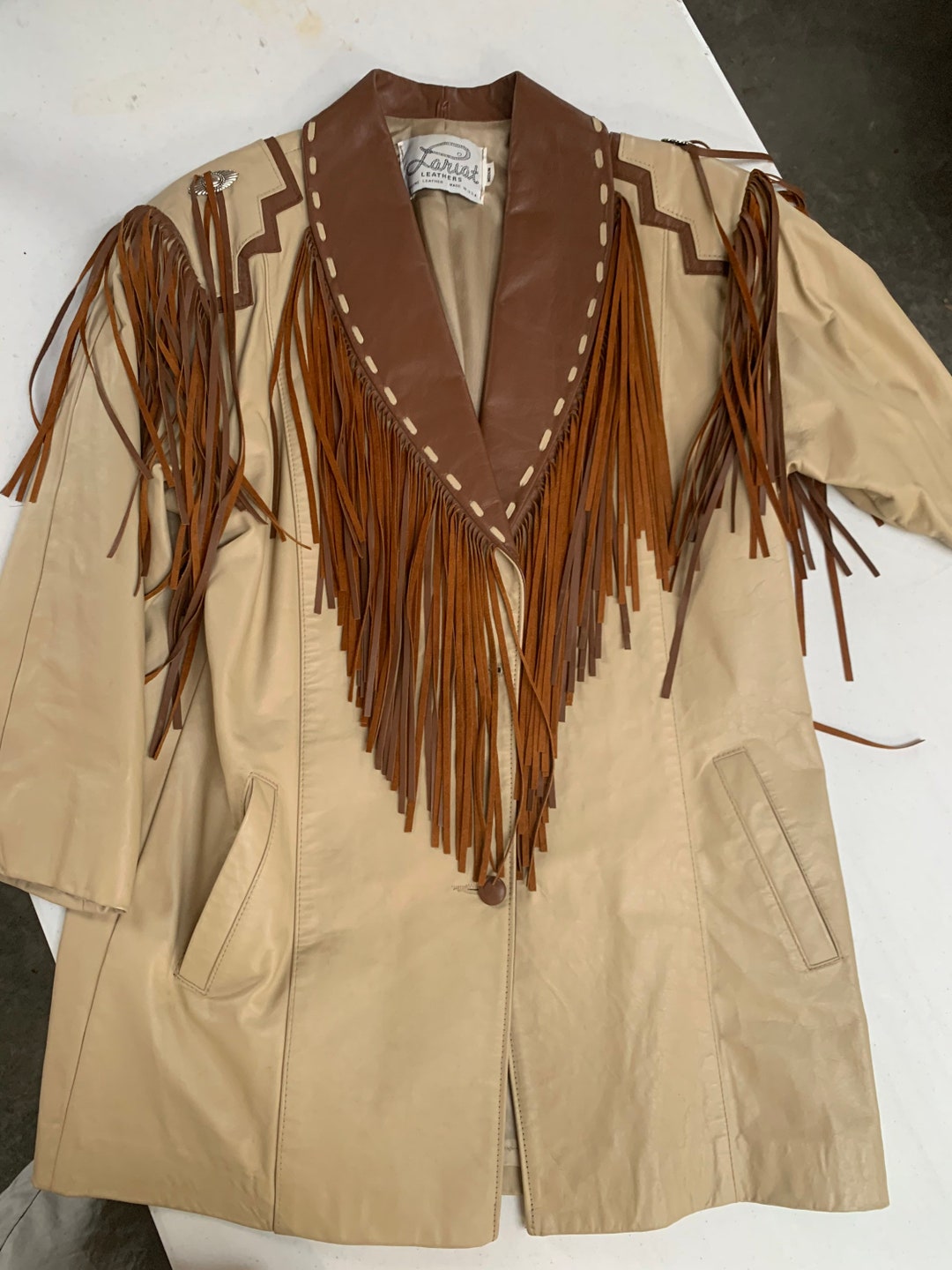 Vintage 70s 80s Leather Jacket Coat Fringe Quality Lariat Brand Made in ...