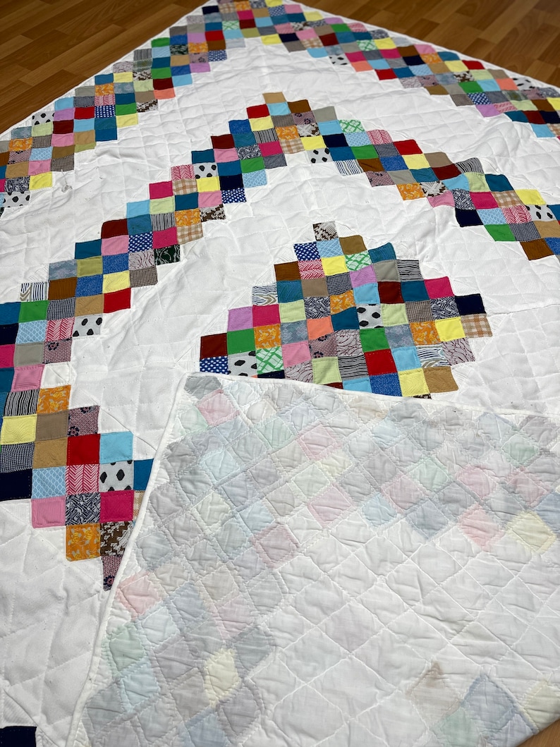 Vintage Handmade Boston Commons Pattern Quilt Multi-color Squares 82 X ...