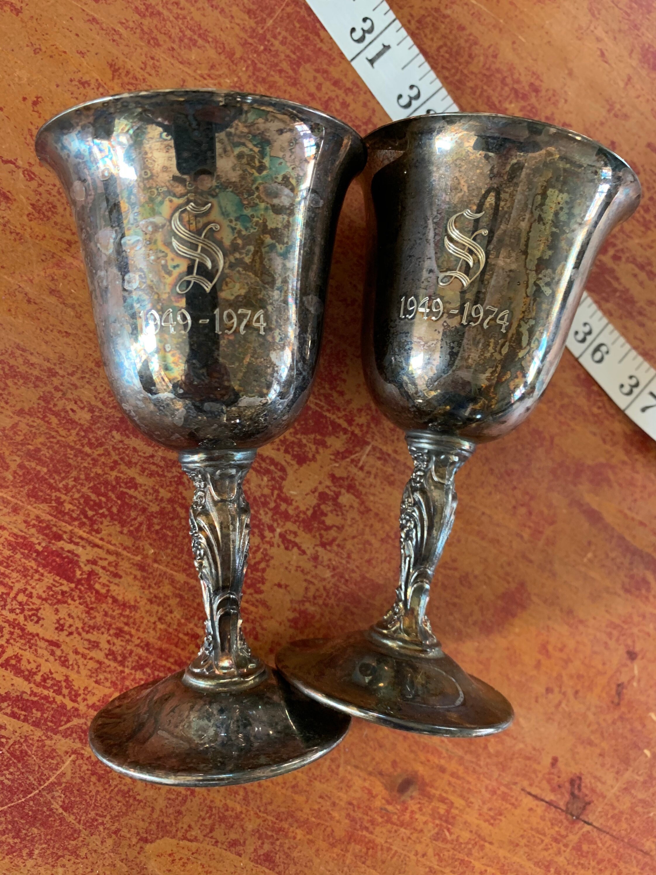 Pair of Vintage Silver Plated Goblets 25th Anniversary 1949 - 1974 ...