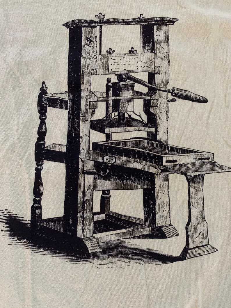 Gutenberg Mark Twain Printing Press T Shirt Size Large Awesome - Etsy