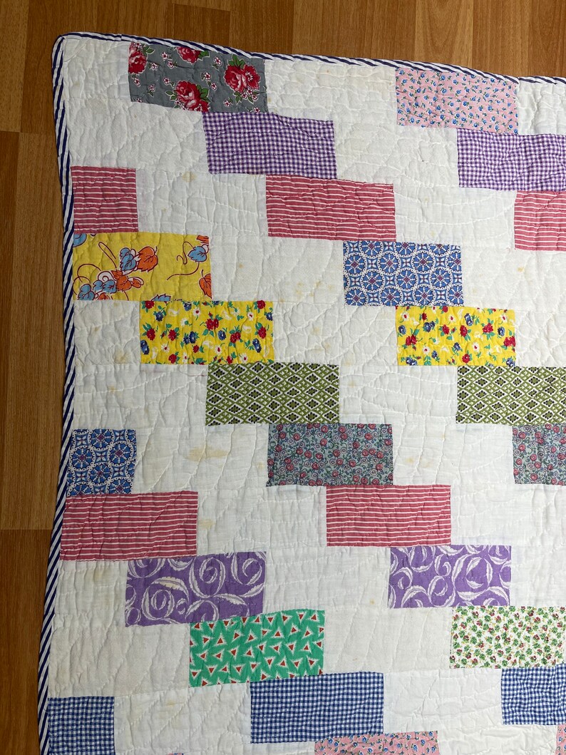 Vintage Stair Step Brick Pattern Handmade Quilt 84 X 57 | Etsy