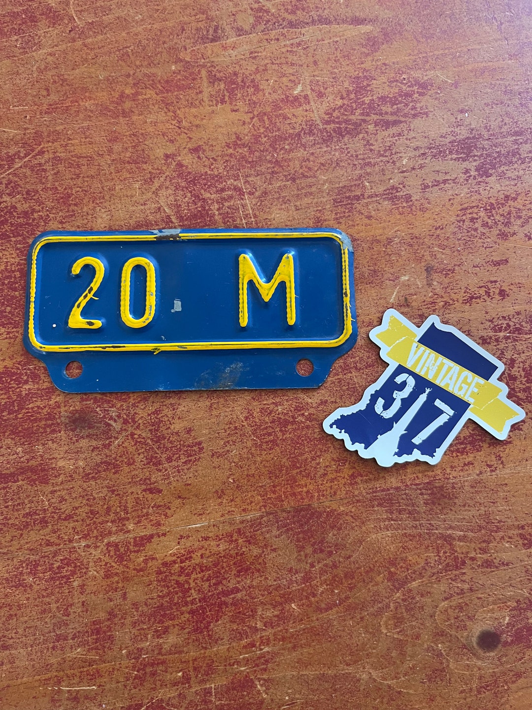 Vintage License Plate Topper 20 M Blue & Yellow Metal 6” X 3” - Etsy