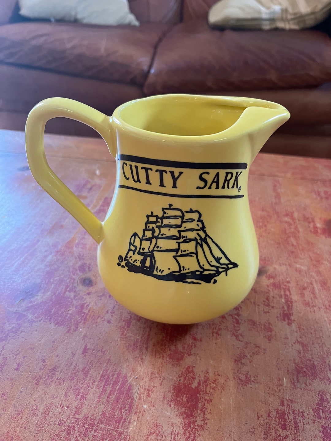 Vintage Cutty Sark Scotch Whisky 6.5" Yellow Ceramic Bar Pitcher ...