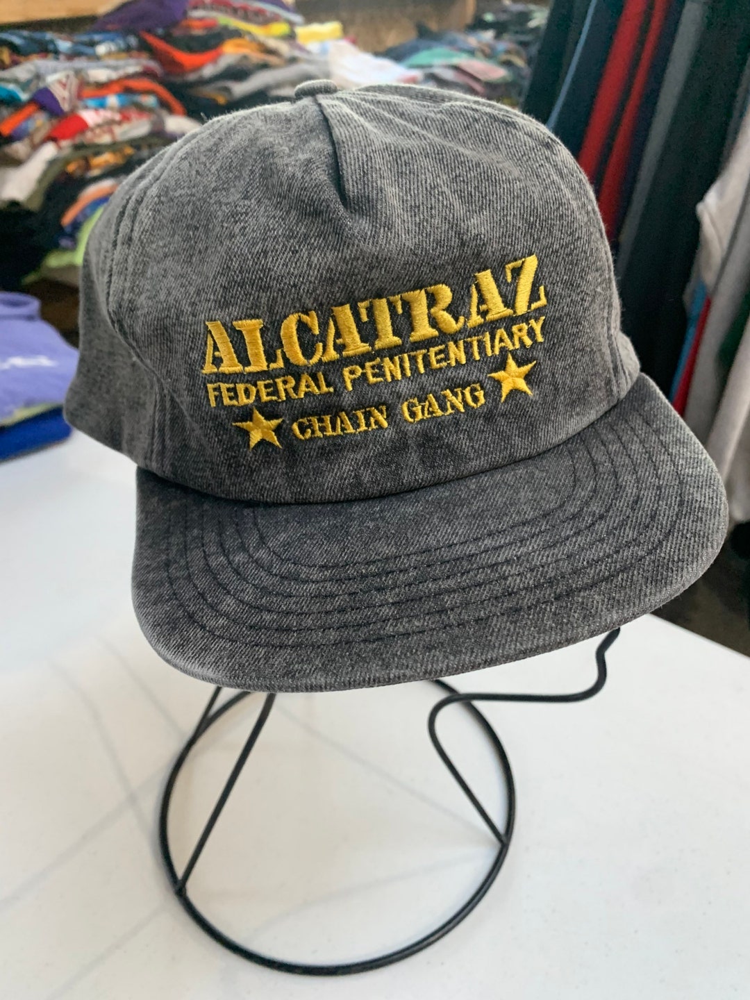 Vintage 90s Alcatraz Federal Penitentiary Chain Gang Acid Wash Snapback ...