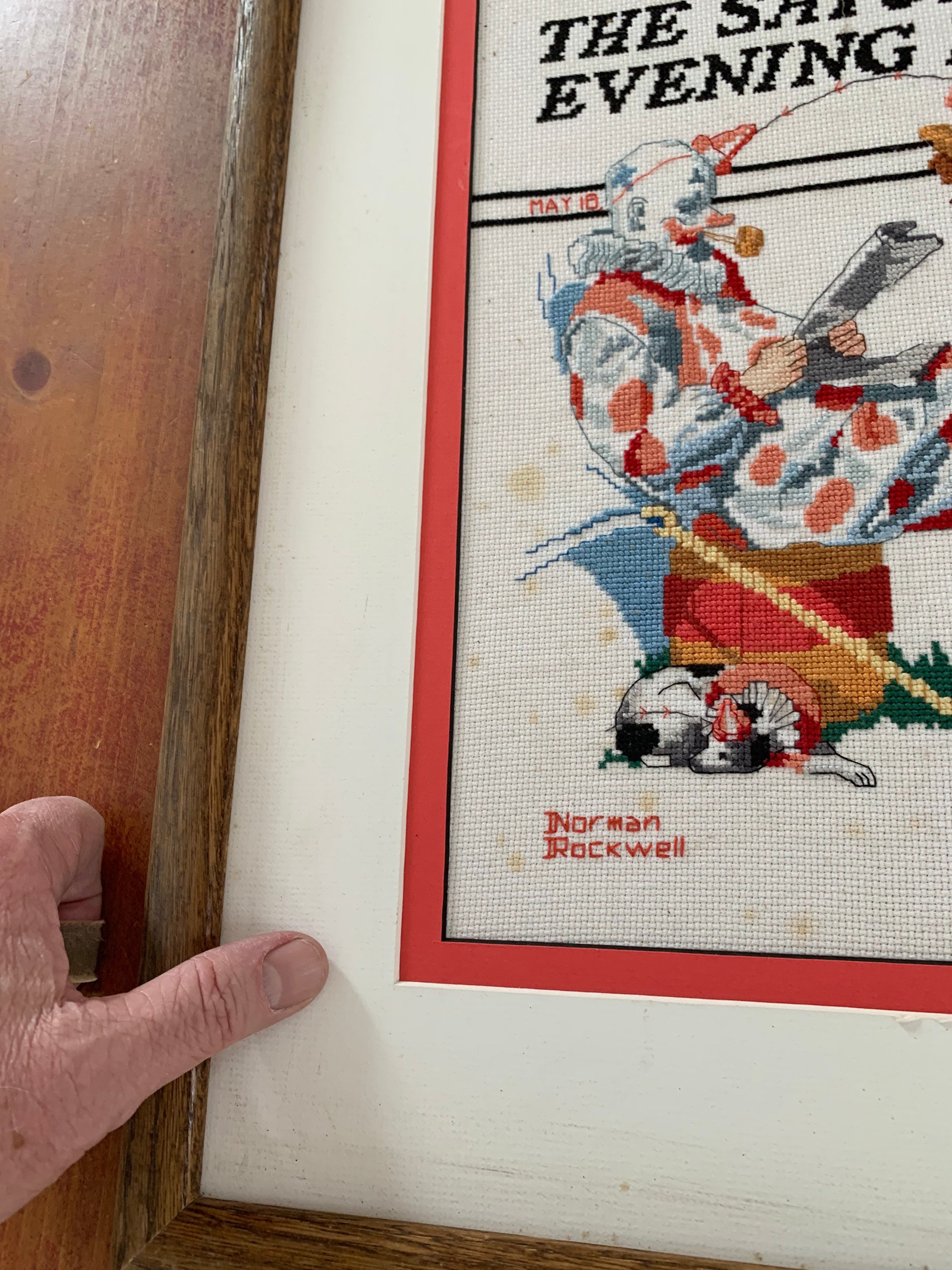 Vintage Norman Rockwell Needlepoint Clown and Boy 22 X 18 | Etsy