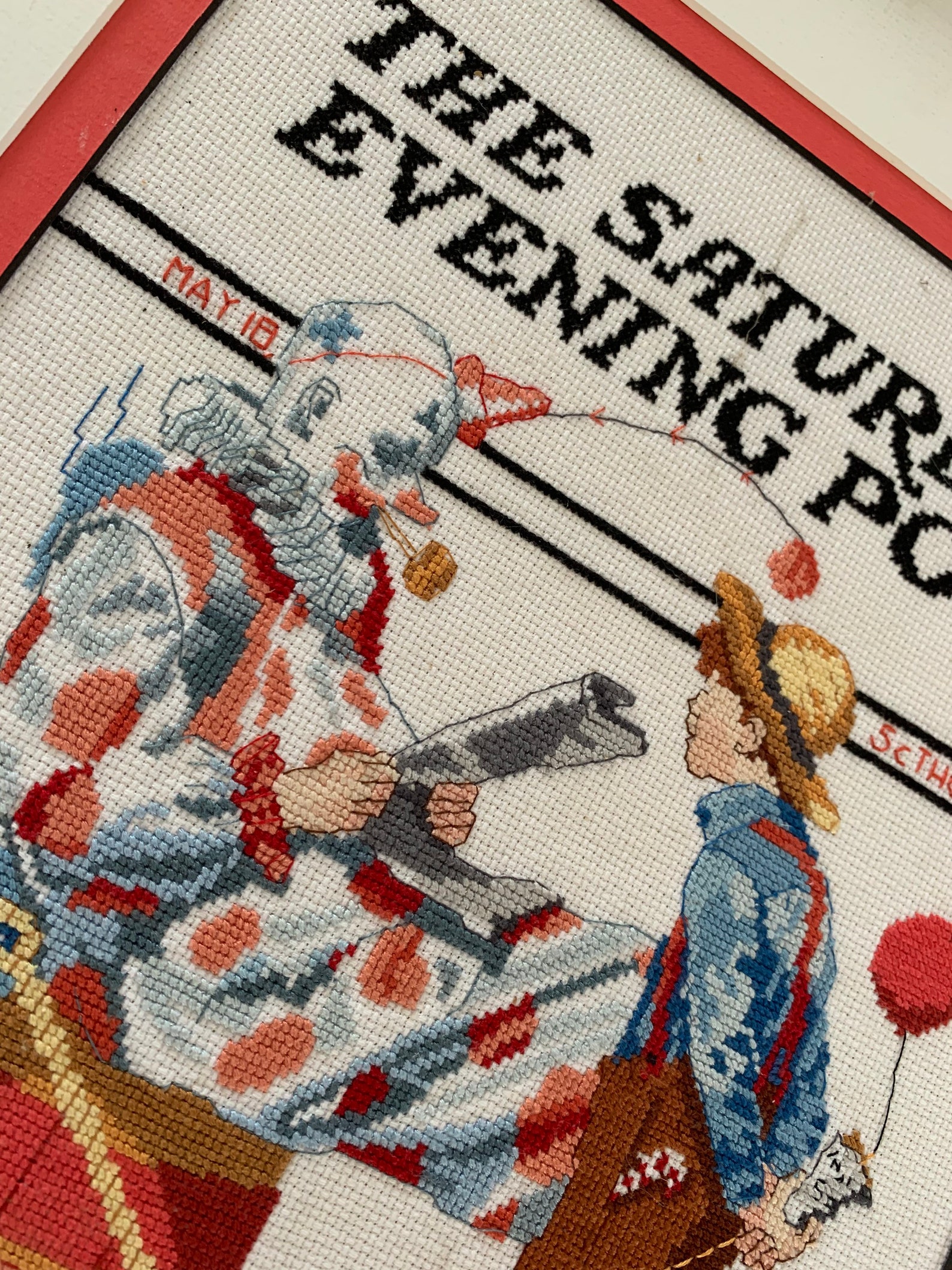 Vintage Norman Rockwell Needlepoint Clown and Boy 22 X 18 - Etsy