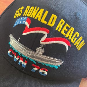 Vintage USS Ronald Reagan Hat Cap Ship 2003 US Navy Snapback Awesome ...