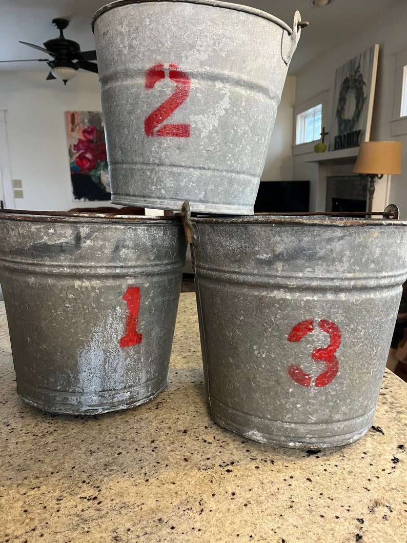 Lot of 3 Vintage Rustic Galvanized Tree Sap Maple Syrup Buckets ...