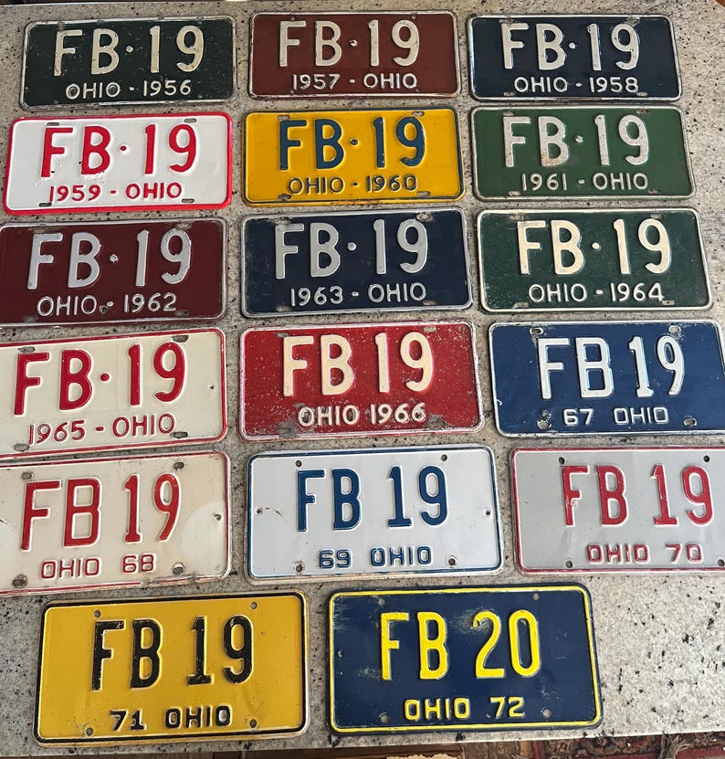 Vintage 1966 Ohio License Plate FB 19 Quality Embossed Steel - Etsy