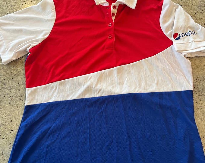 Vintage Pepsi Polo Shirt Size Large (may Fit Medium) Red White & Blue ...