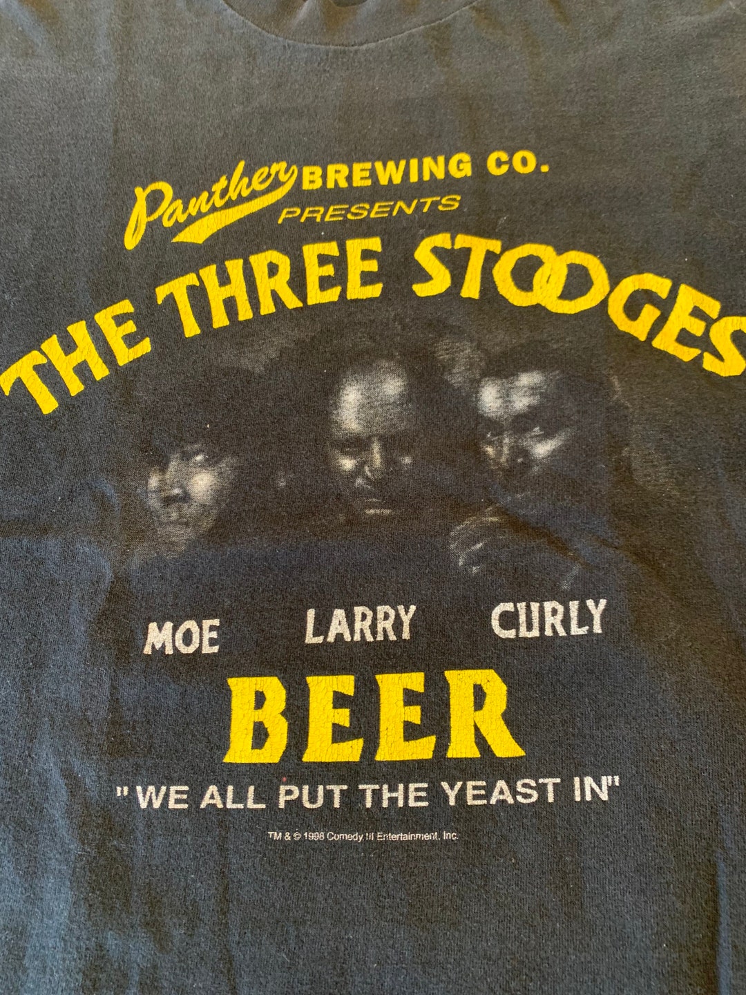 Vintage 90s Three Stooges Beer T Shirt Size XL Funny Yeast Larry Curly ...
