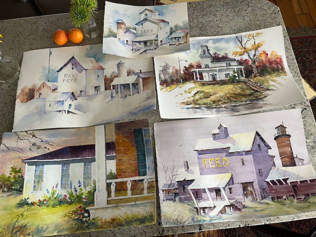 Vintage Rupert T Ferrell Watercolor Paintings Lot of 5 - Etsy