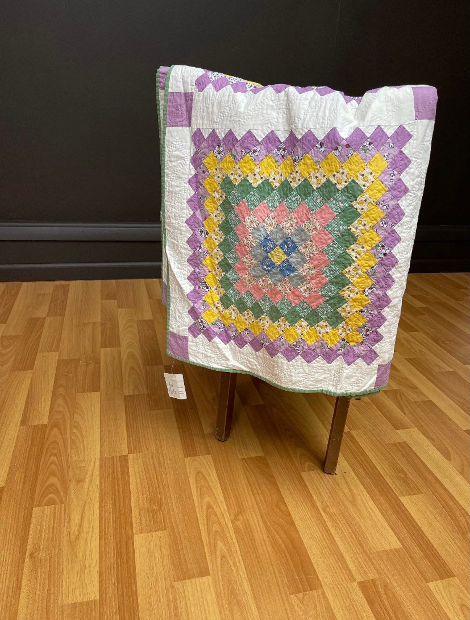 Vintage 1930s Hand Made Philadelphia Pavement Pattern Lavender Quilt 74 ...