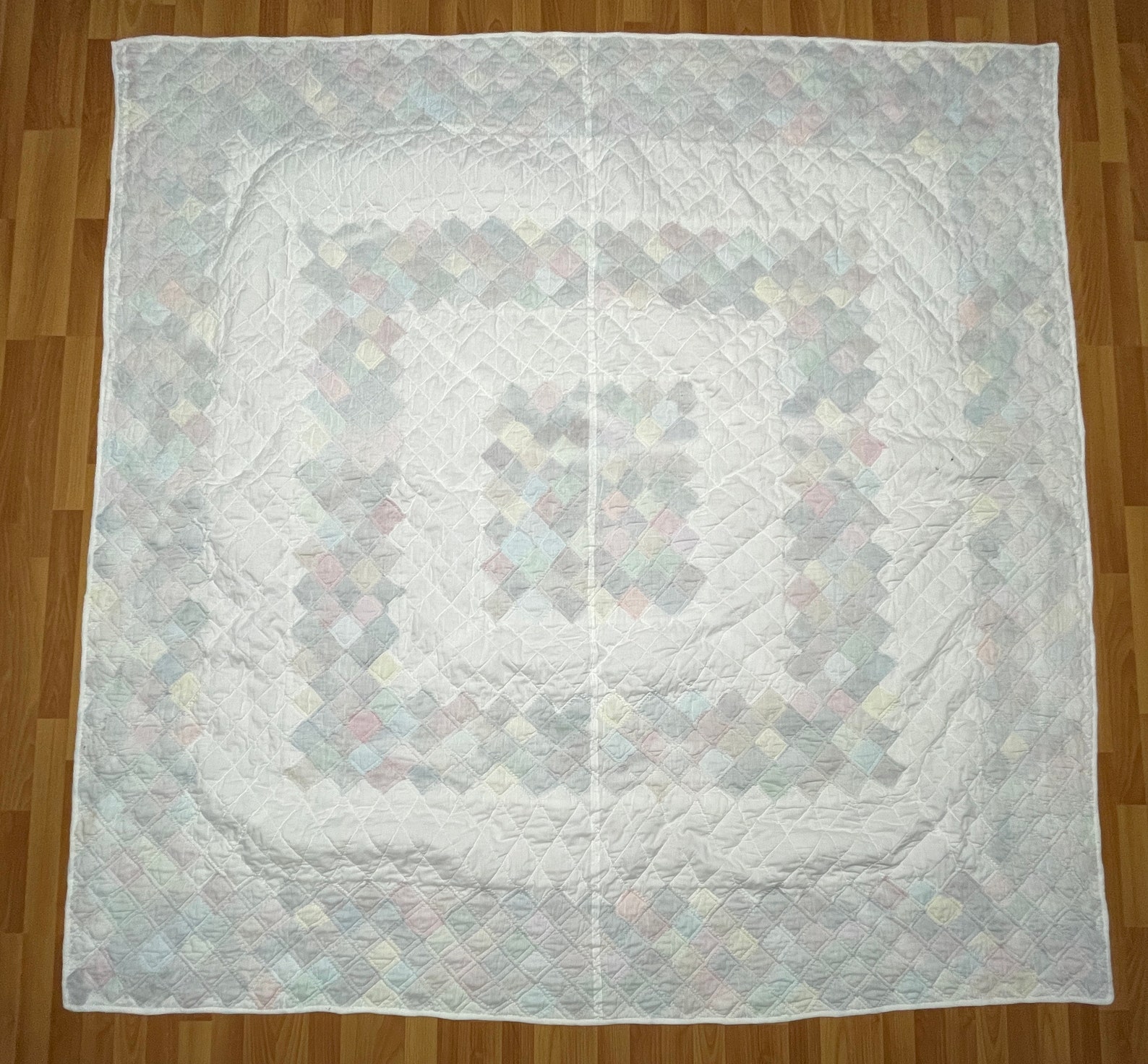 Vintage Handmade Boston Commons Pattern Quilt Multi-color Squares 82 X ...