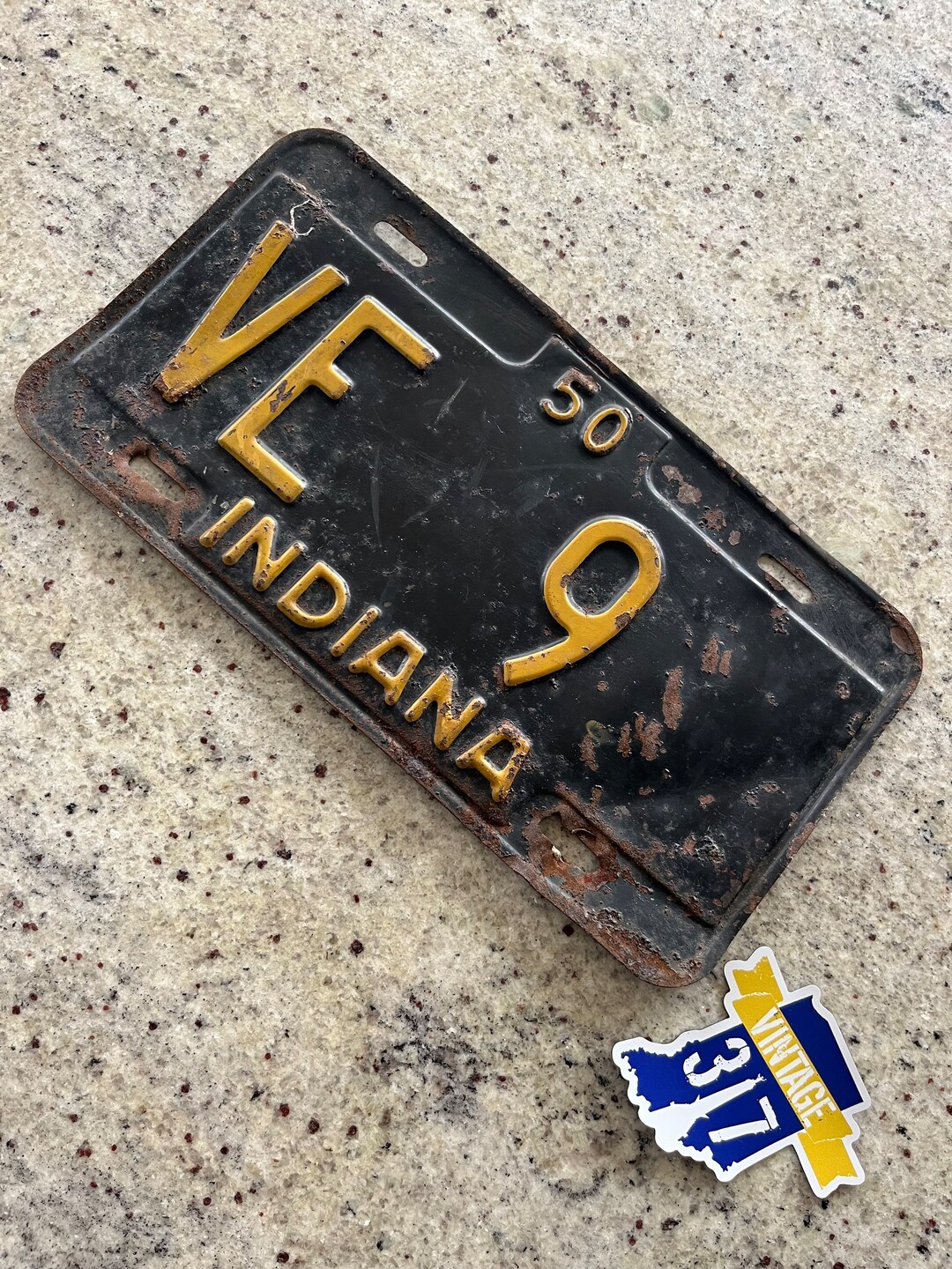 Vintage 1950 Indiana State License Plate VE 9 Black & Gold (yellow) - Etsy