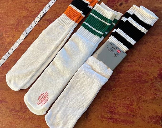 Vintage 50s 60s 70s Athletic Tube Socks Stripes New With Tags Black ...