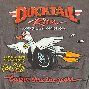 Ducktail Run Gas City Indiana 2010 Car Hot Rod Show T Shirt Size Large ...