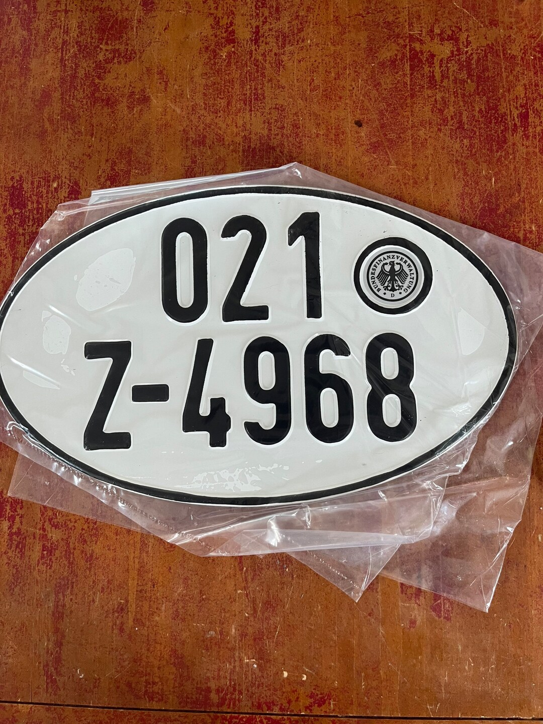 Vintage German Oval Import License Plate Black on White 021 Z - 4968 ...