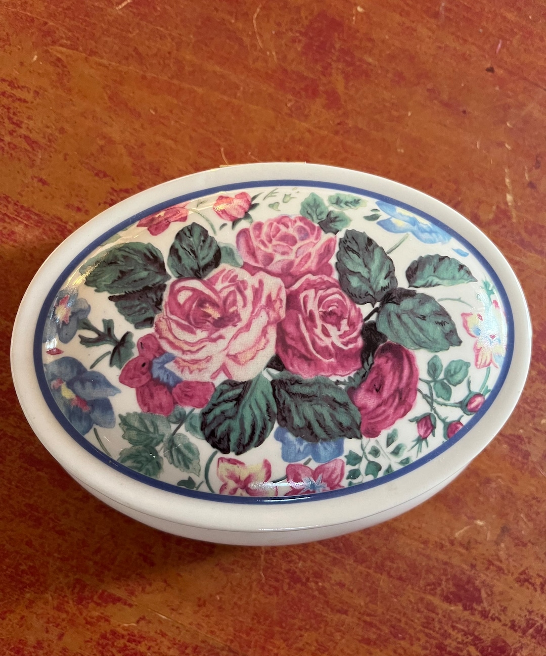 Vintage 90s Ceramic Music Box Plays Unchained Melody Roses Limited ...