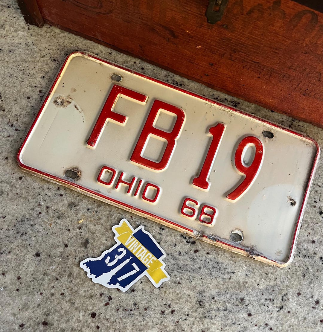 Vintage 1968 Ohio License Plate FB 19 Quality Embossed Steel Red ...