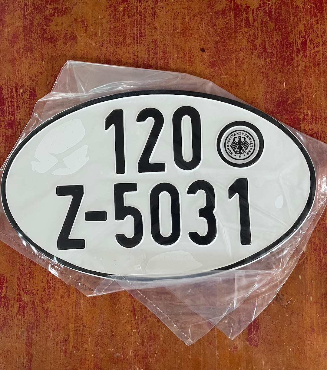 Vintage German Oval Import License Plate Black on White 120 Z - 5031 ...