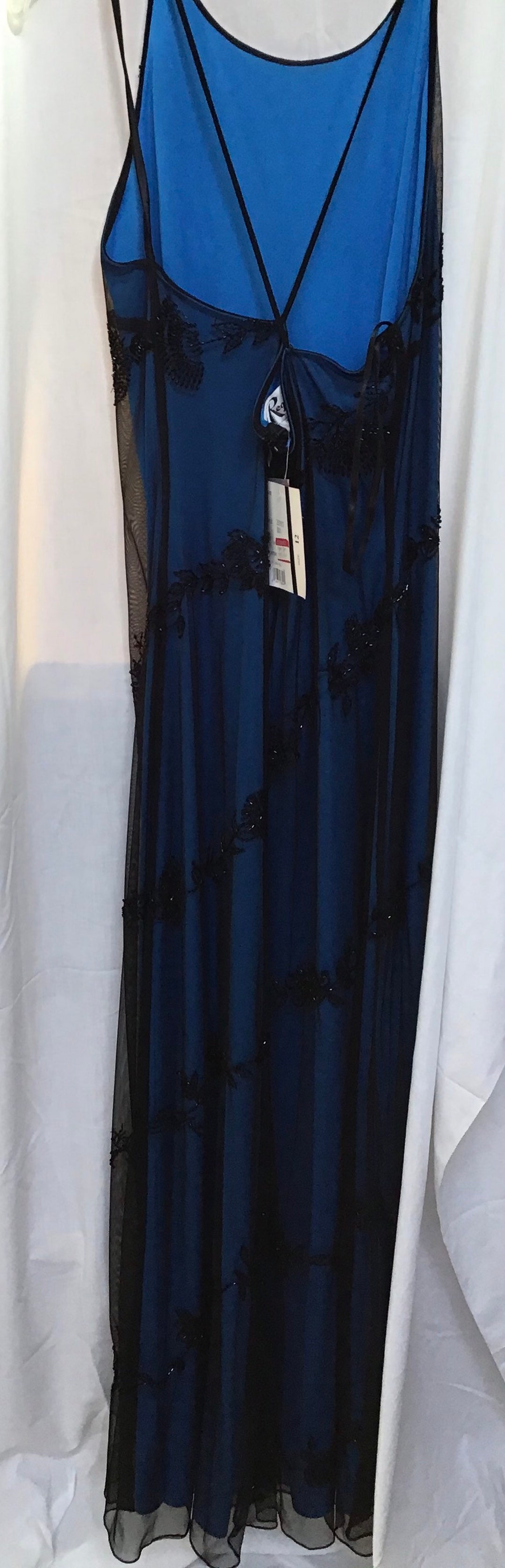NWT Blue Cobalt & Black Gown Dress Reggie Size 12 Formal Quality Made ...