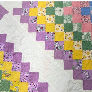 Vintage 1930s Hand Made Philadelphia Pavement Pattern Lavender Quilt 74 ...