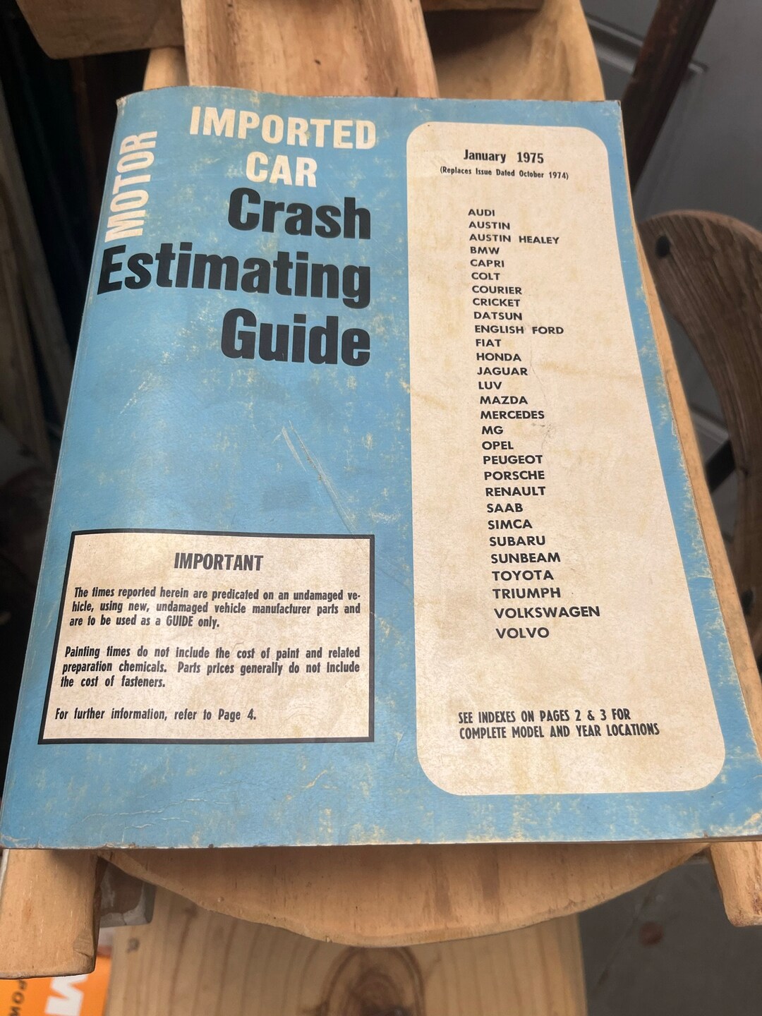 Vintage 1975 Motor Imported Car Crash Estimating Guide - Etsy