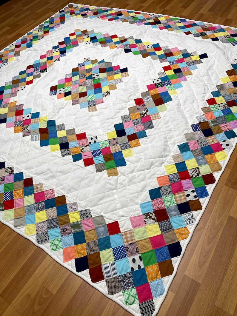 Vintage Handmade Boston Commons Pattern Quilt Multi-color Squares 82 X ...