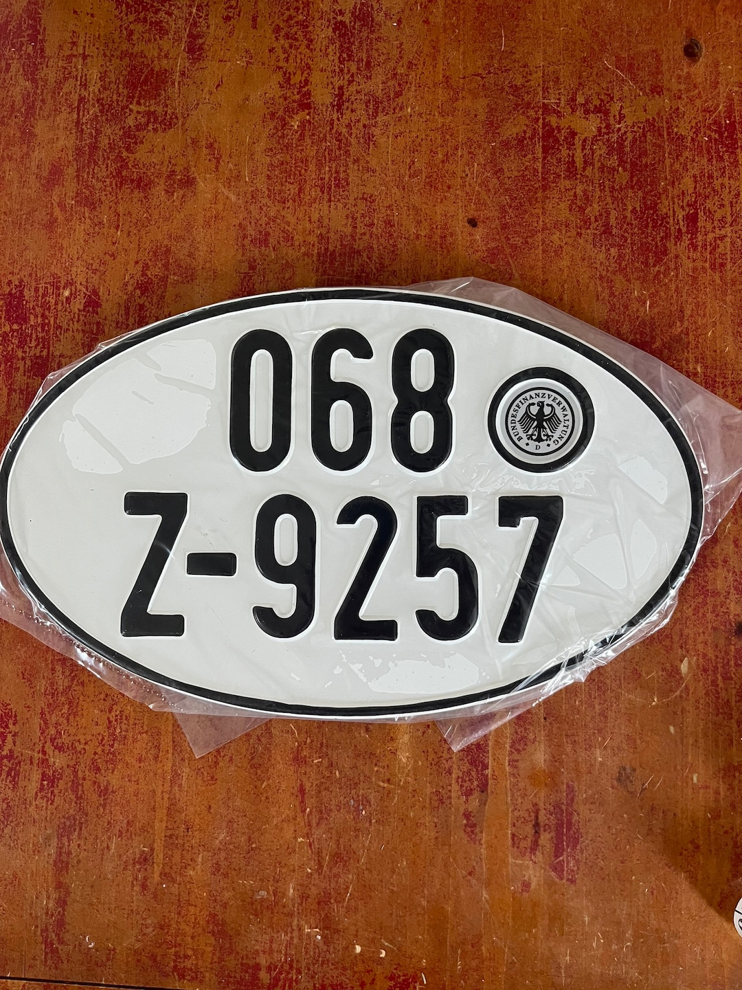 Vintage German Oval Import License Plate Black on White 068 Z - 9257 ...