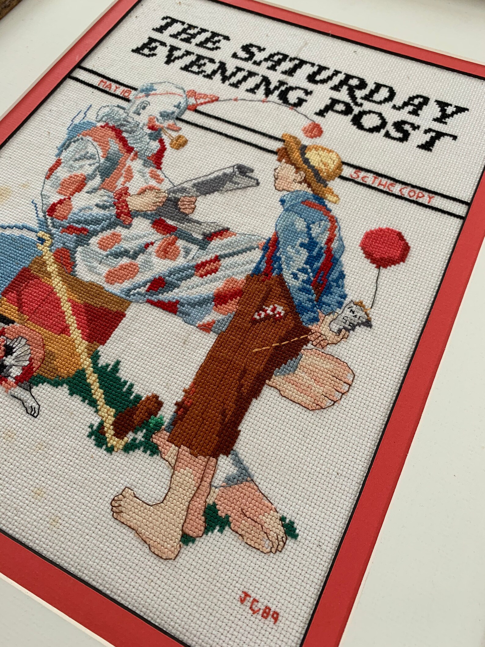 Vintage Norman Rockwell Needlepoint Clown and Boy 22 X 18 | Etsy