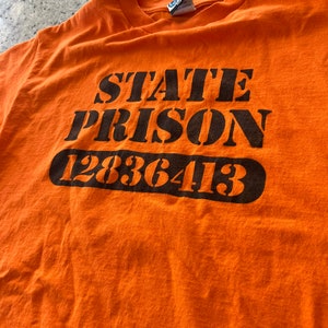 Vintage State Prison T Shirt Uniform Size Medium 12836413 Orange Jail ...