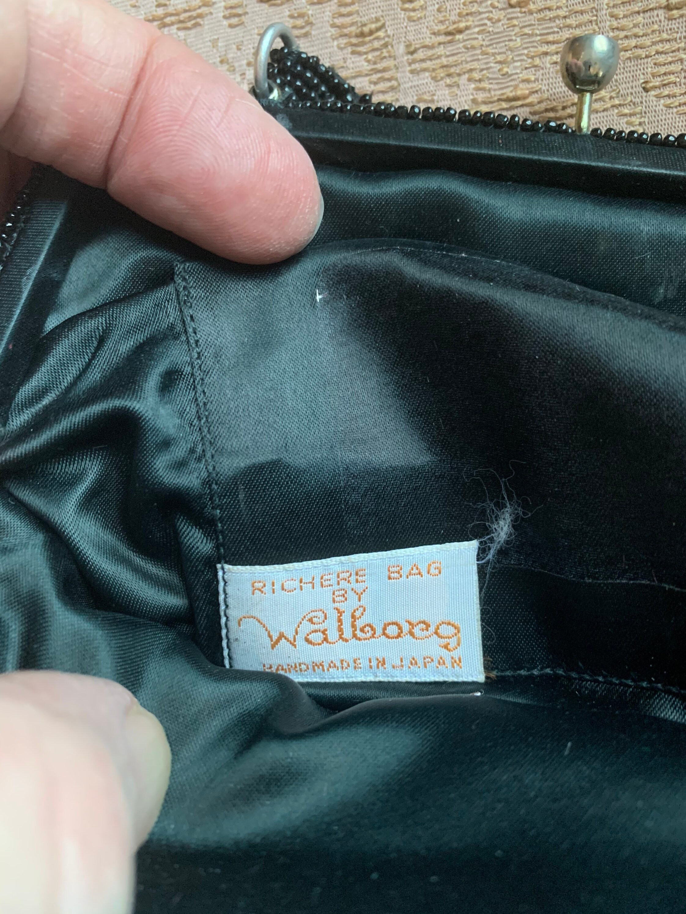 Vintage 60s Richere Bag by Walborg Black Hand Made Beaded | Etsy