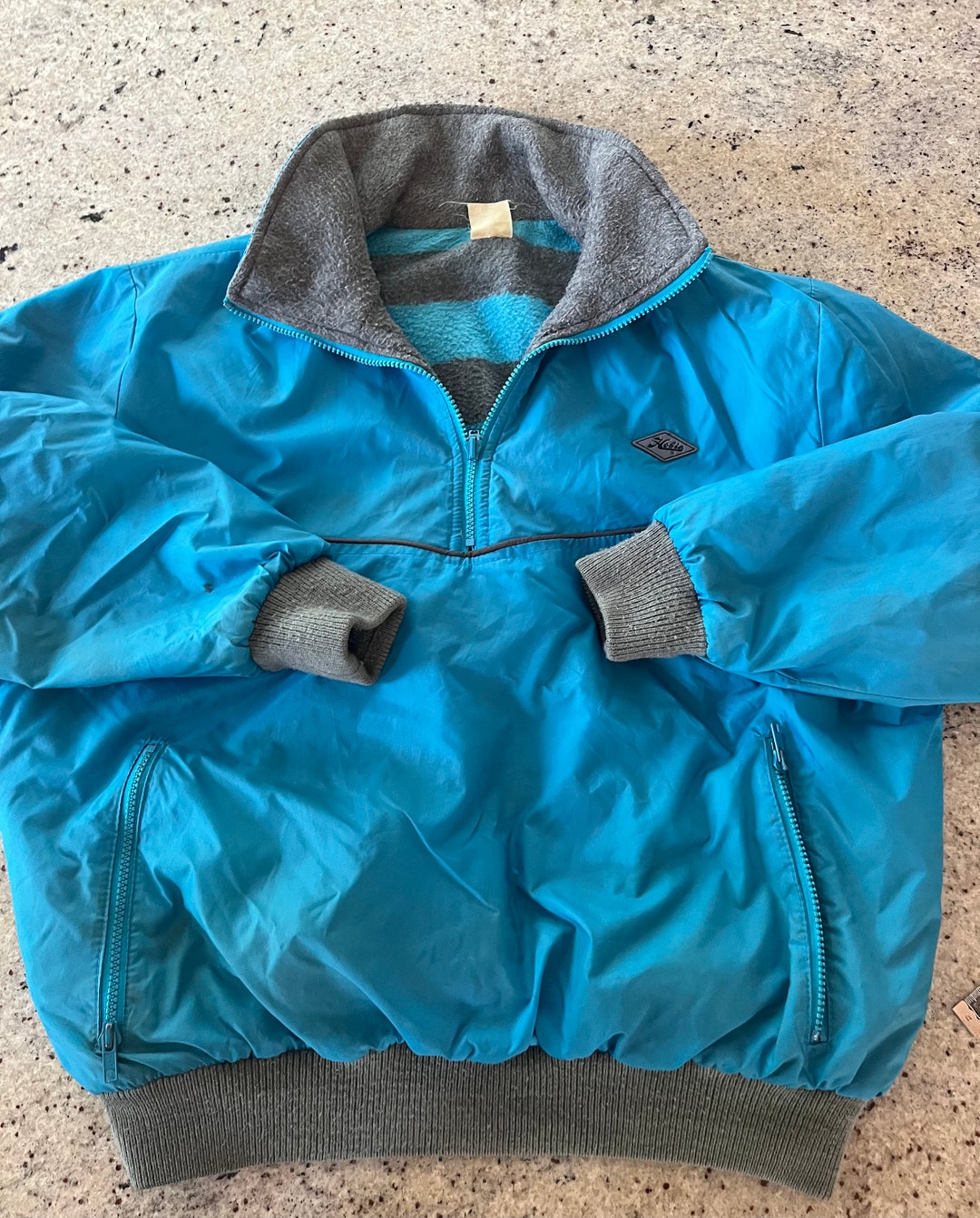 Vintage Hobie 1/4 Zip Jacket Size Large Aqua Teal Blue Quality Details ...