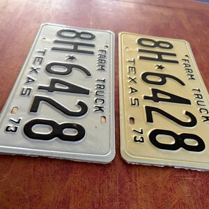 Vintage Pair 1973 Texas License Plates Farm Truck 8H 6428 New Old Stock ...