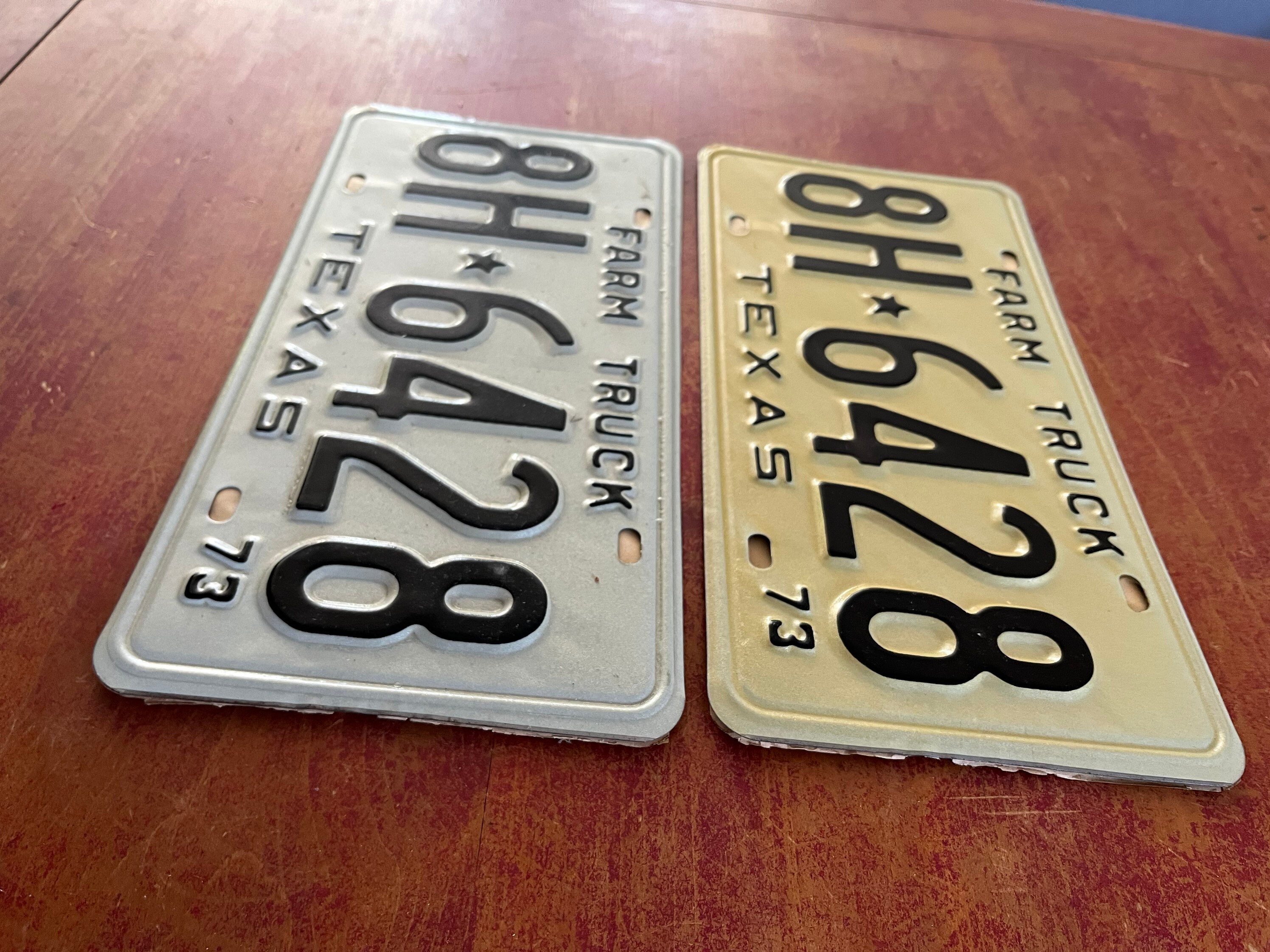 Vintage Pair 1973 Texas License Plates Farm Truck 8H 6428 New Old Stock ...