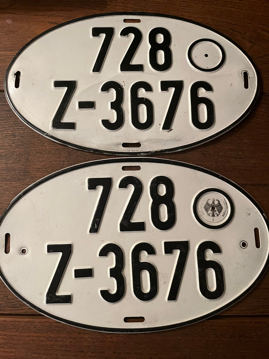 Vintage Pair German Oval License Plates Matching Pair of 728 Z- 3676 - Etsy