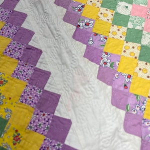 Vintage 1930s Hand Made Philadelphia Pavement Pattern Lavender Quilt 74 ...