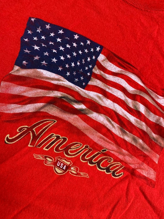Vintage American Flag USA Red T Shirt Size XL EUC Exc… - Gem