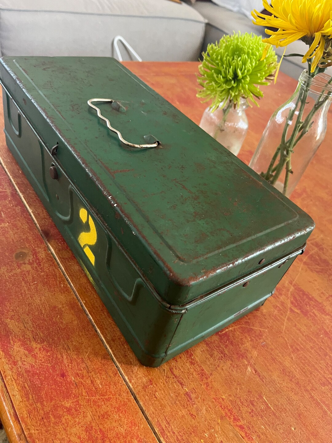 Vintage Green Tackle Tool Craft Box With Cantilevered Shelf Dimensions ...