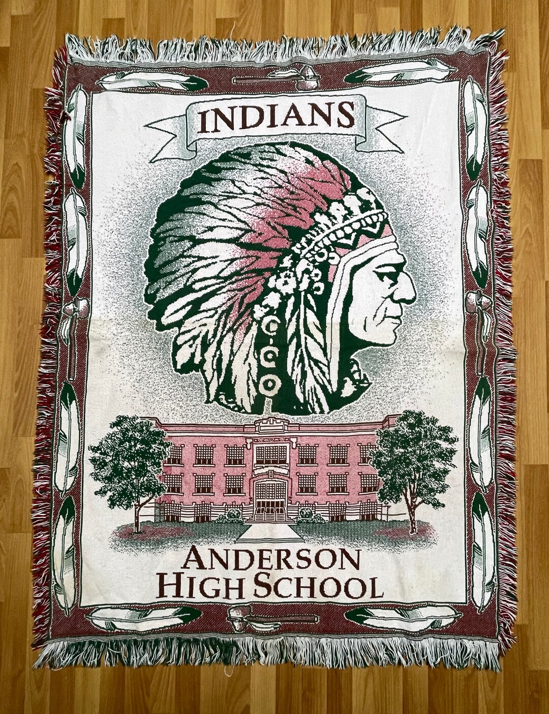 Vintage Anderson High School Indians Blanket Wall Hanging 45 X 59 Rare ...