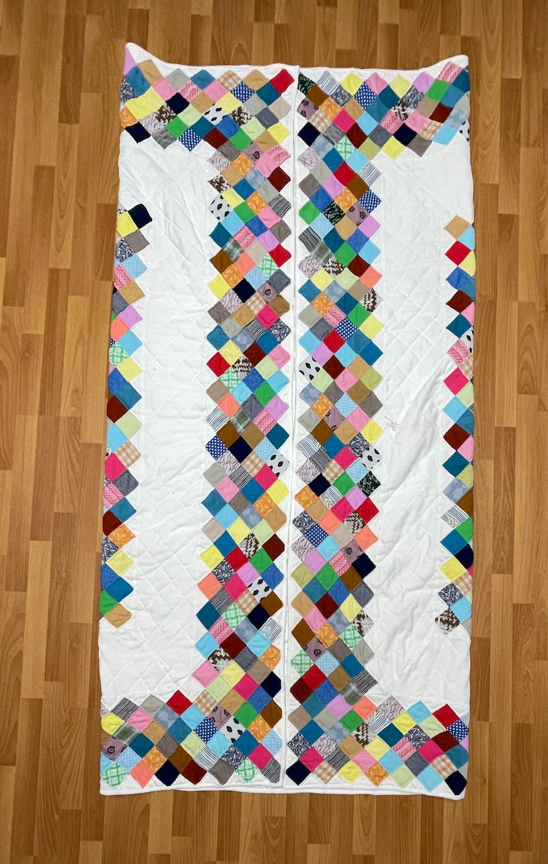 Vintage Handmade Boston Commons Pattern Quilt Multi-color Squares 82 X ...