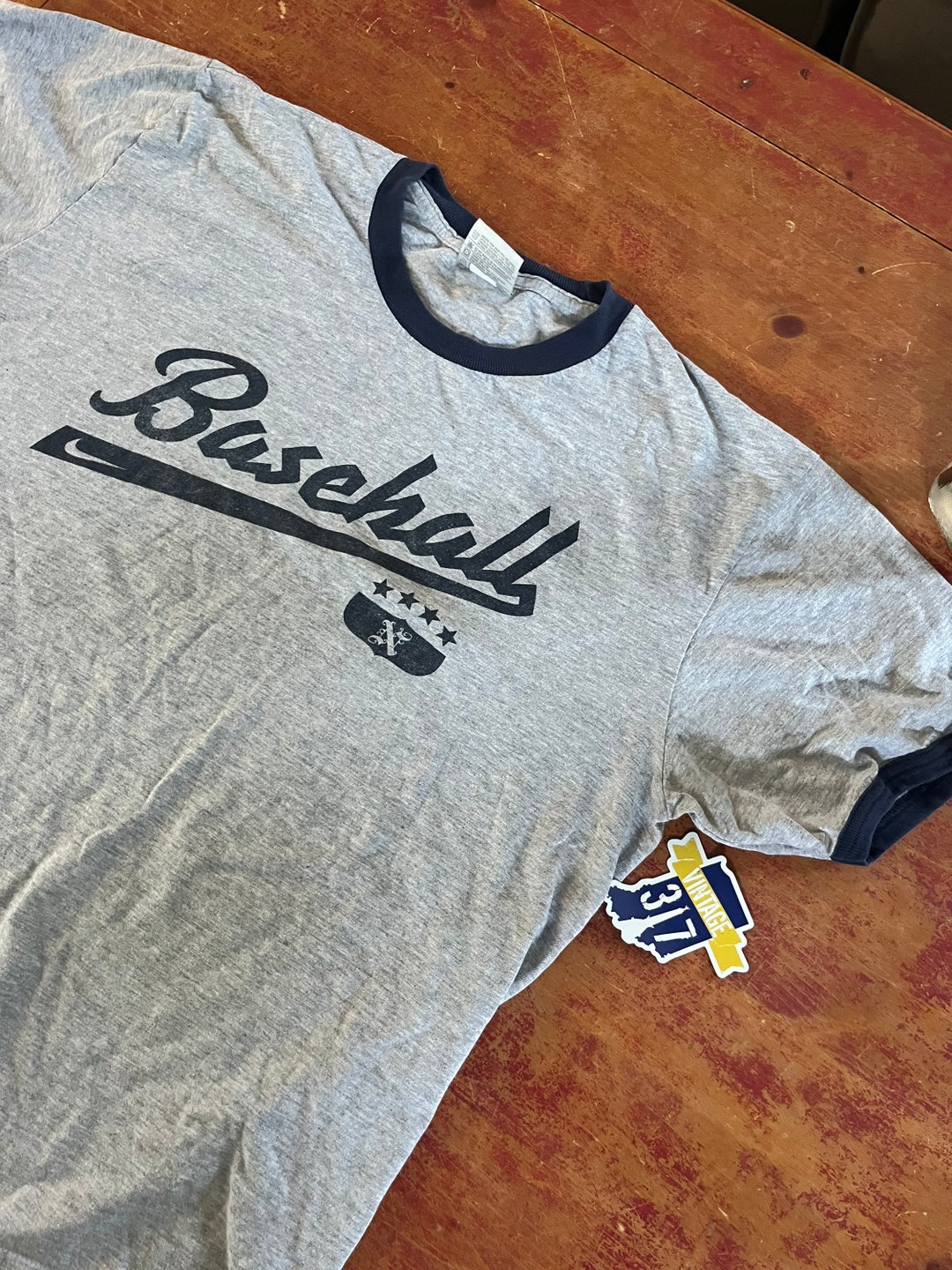 Vintage NIKE Baseball Ringer T Shirt Size Large Gray & Navy Blue - Etsy