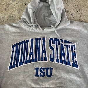 Vintage Indiana State University ISU Hoodie Sweatshirt Size Medium ...